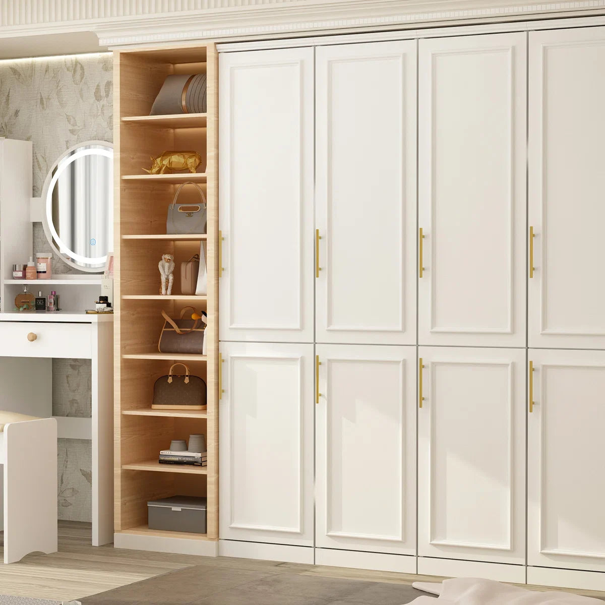 Traesean Armoire – Modern Wardrobe Closet with Spacious Storage & Shel