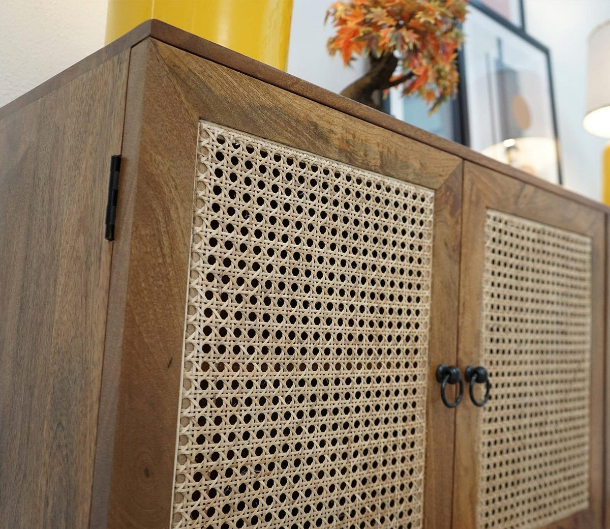 Rubin 4 Door Mango Wood & Cane Door Cabinets and Sideboard