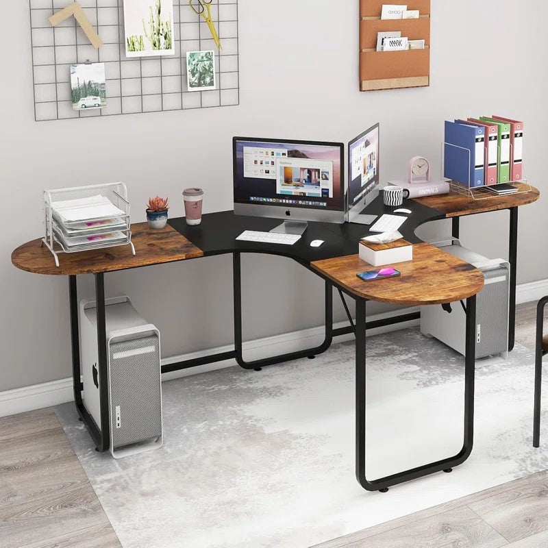 Double Computer Desk For 2 Monitors Craft Table Workstation Writing Ta