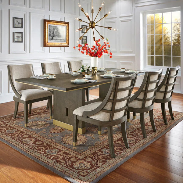 Brown Finish Gold Metal Dining Set - 7-Piece
