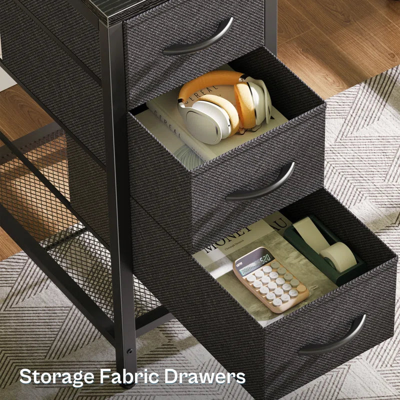 LED Lights, Computer Desk with Storage, Corner Desk with Drawers, Home