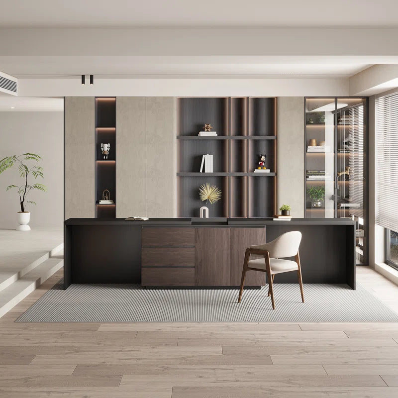 Modern Home Office Expandable Desk with Storage Drawers