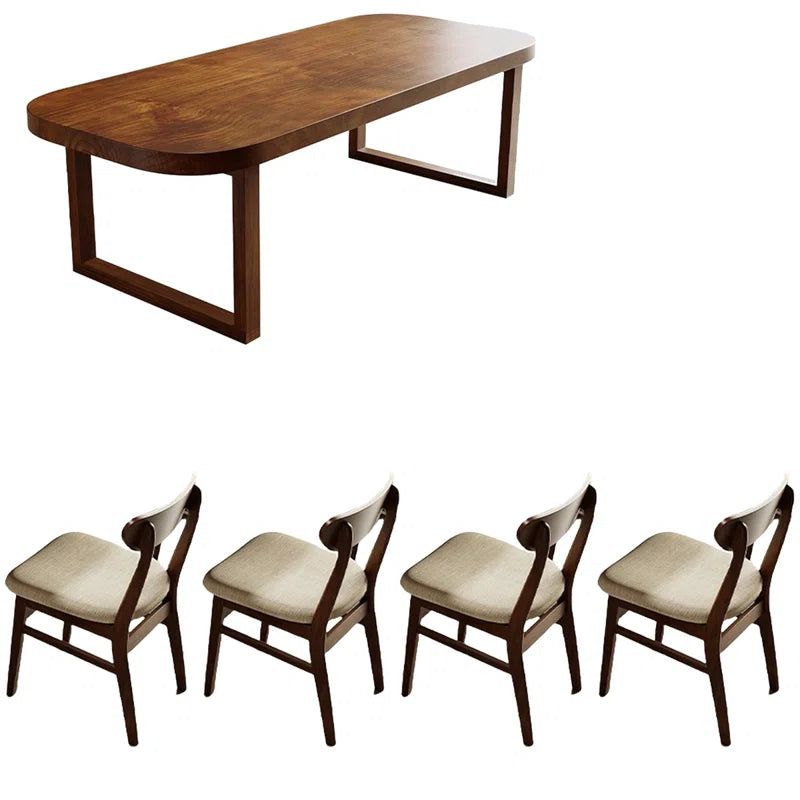 Solid wood round corner dining table rectangular