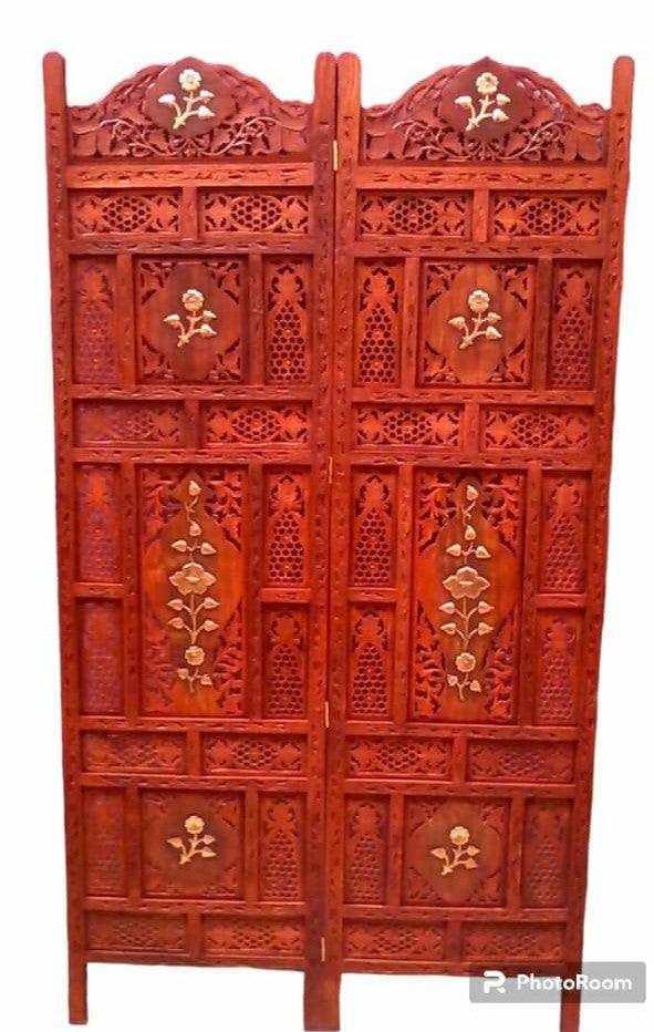 4 Panel Sheesham Wooden Partitions Room Dividers Screen Separators for