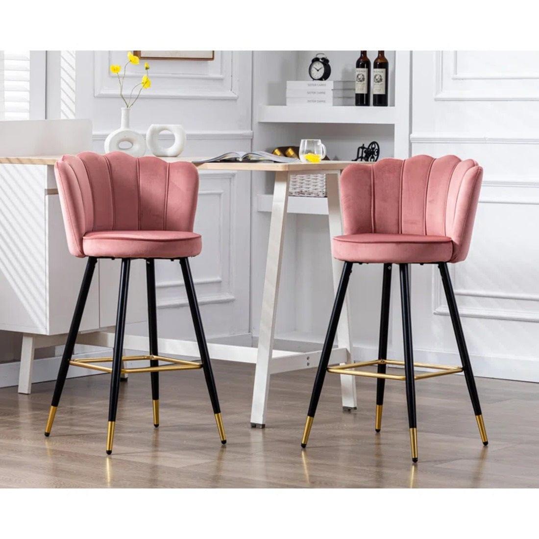 FLOWER COUNTER STOOL PINK SET OF 2