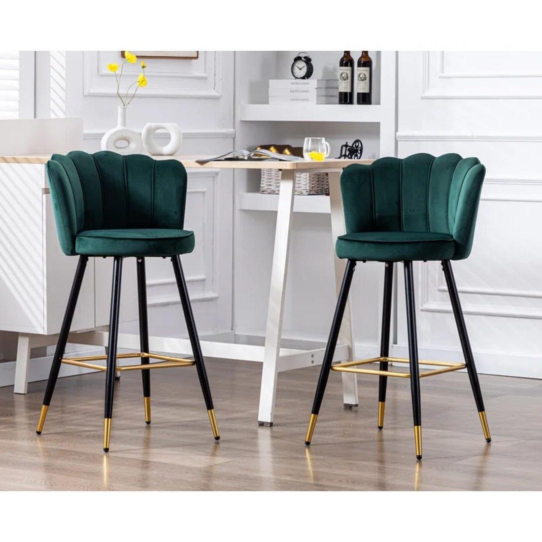 FLOWER COUNTER STOOL Green SET OF 2