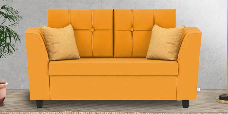 Velvet 2 Seater Sofa In Saffron Yellow Colour