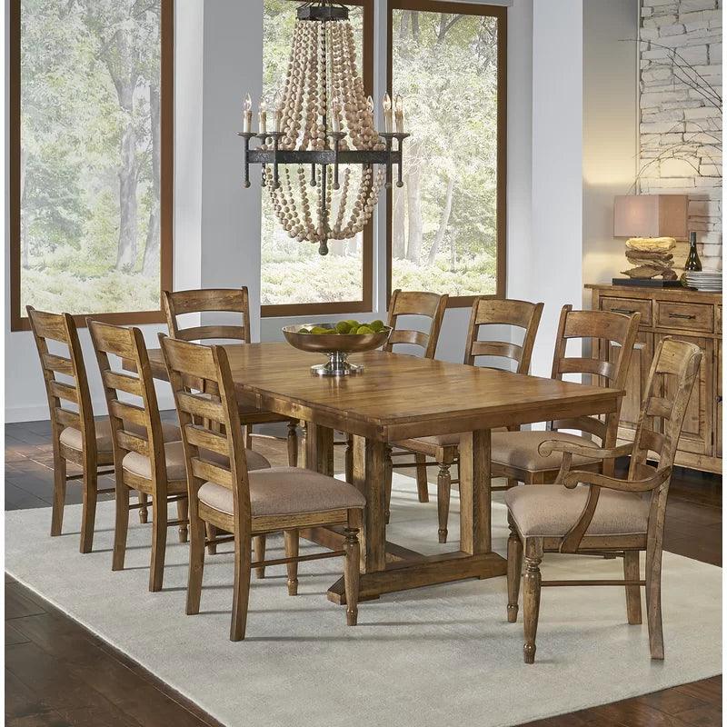 9 - Piece Solid Wood Trestle Dining Set
