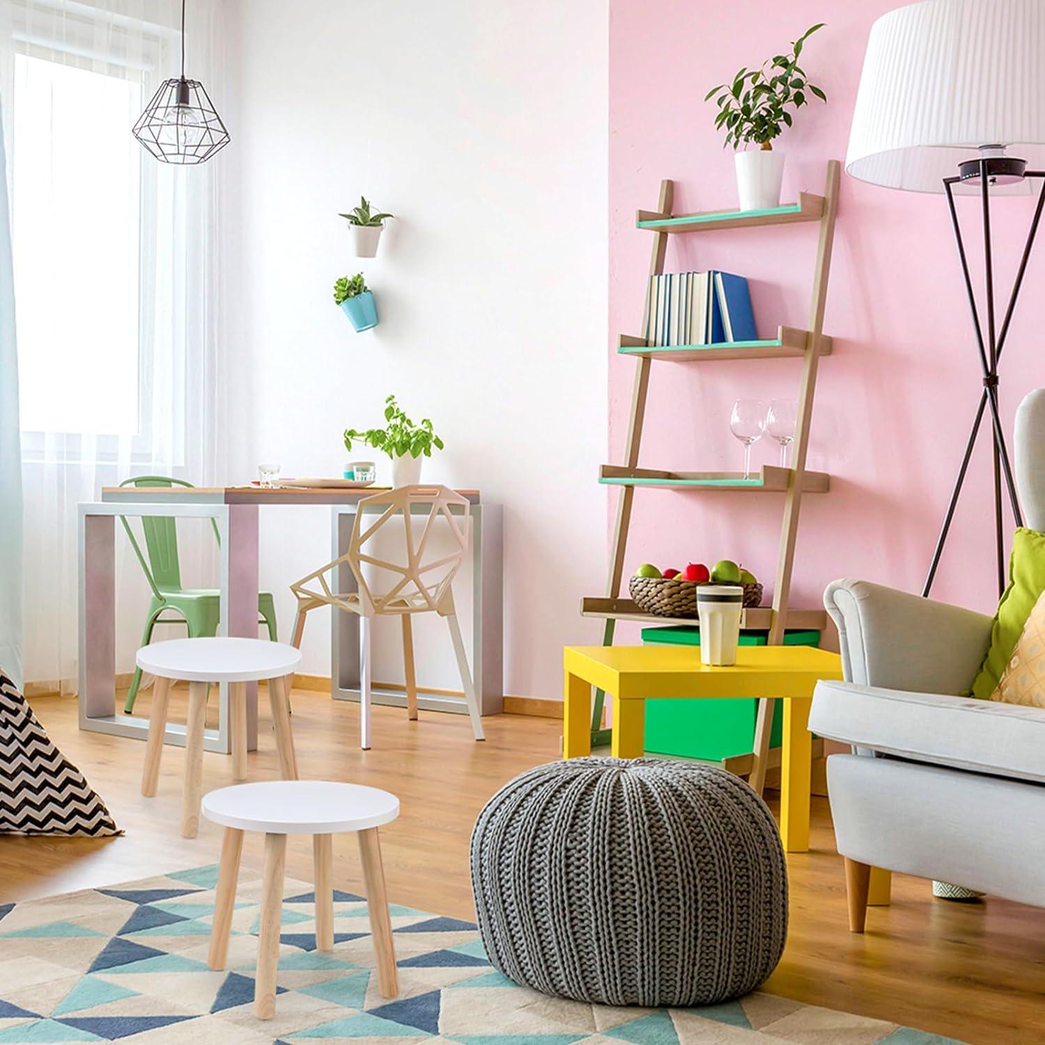 Wooden Step Stool Fit with Sensory Table Sturdy Sitting Stool with Ass