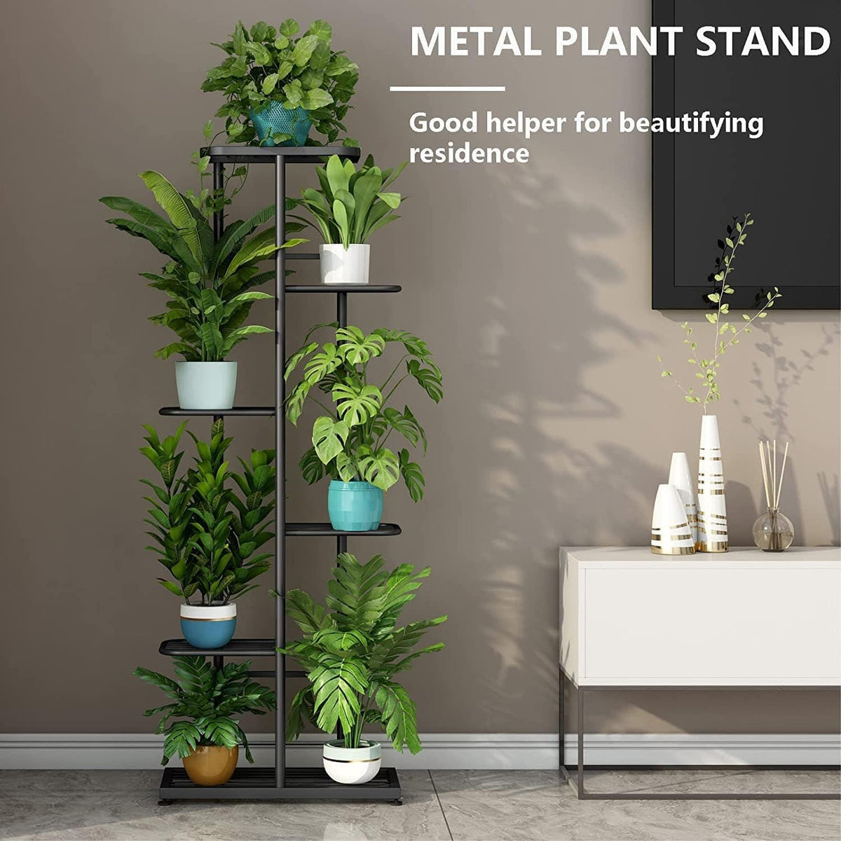 Plant Stand Metal 6 Tier 7 Potted Multiple Flower Pot Holder Shelf Ind