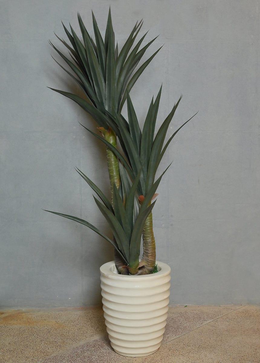 Round White Resin Pot With Big Planter