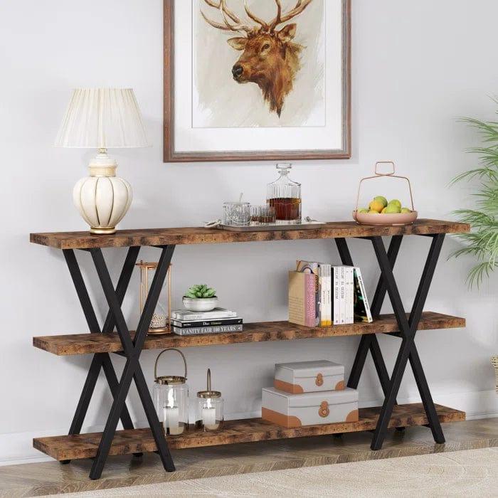 Allena'' Wooden And Iron Console Table