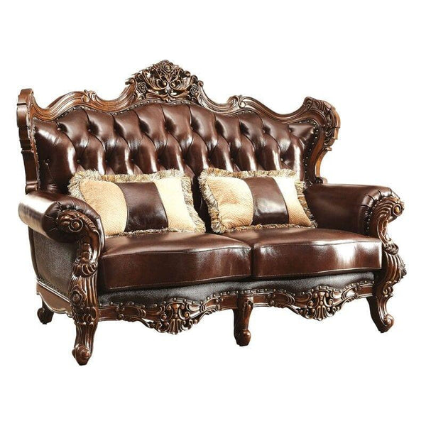 Wide Tufted Leather Match Chair And A Half