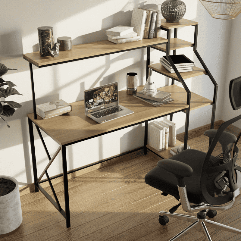 Rio Study Table in Wooden Color in Matt Finish by Riyan Luxiwood